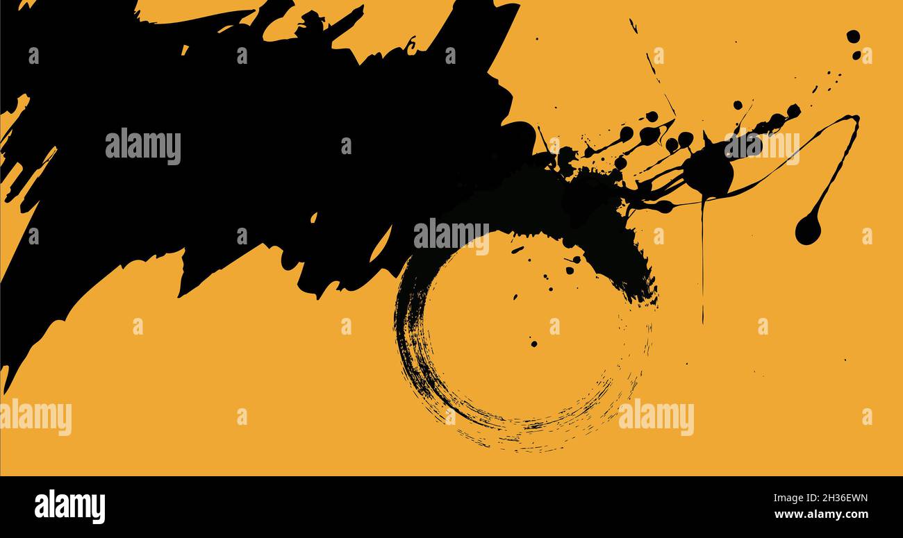 Abstract background wallpaper ink brush artwork Zen Orange Stock Photo ...