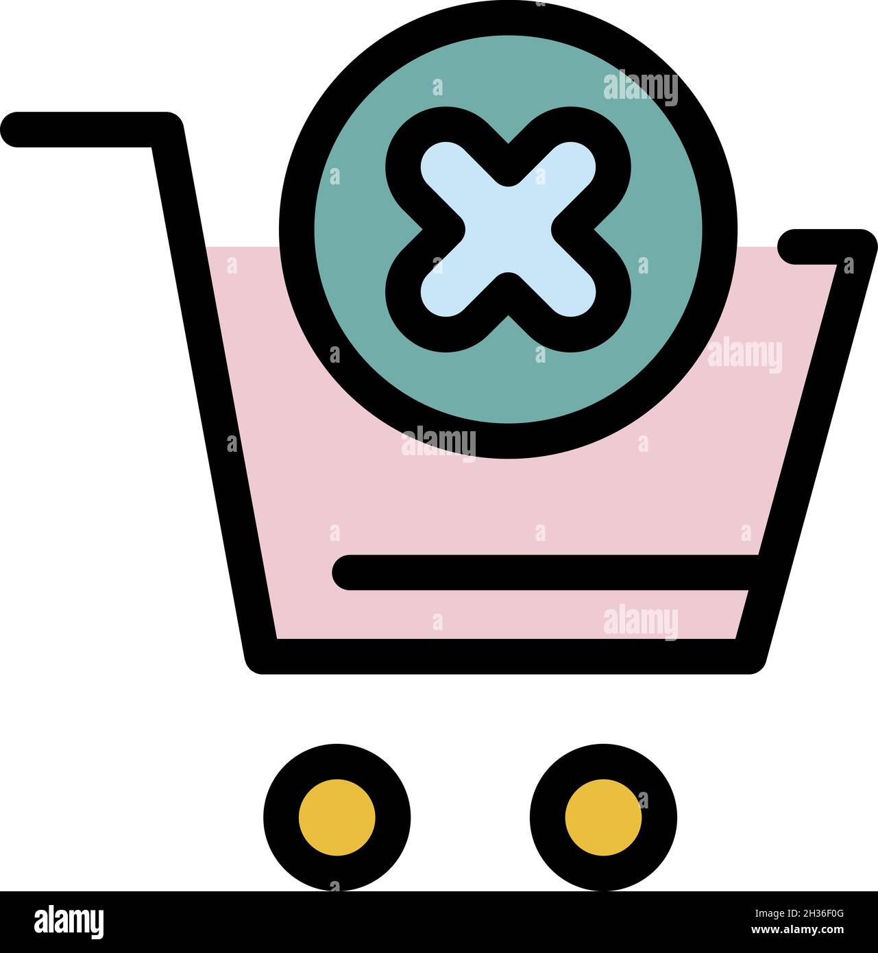 Shop cart denied icon. Outline shop cart denied vector icon color flat ...