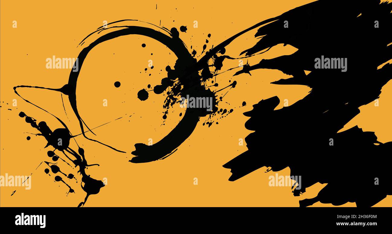 Abstract background wallpaper ink brush artwork Zen Orange Stock Photo ...