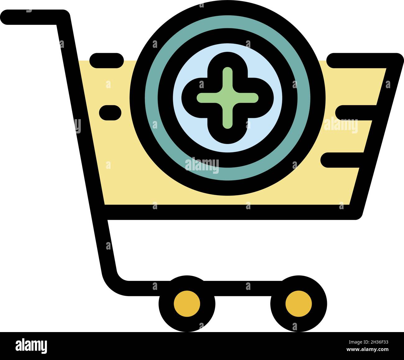Trolley shop cart icon. Outline trolley shop cart vector icon color ...