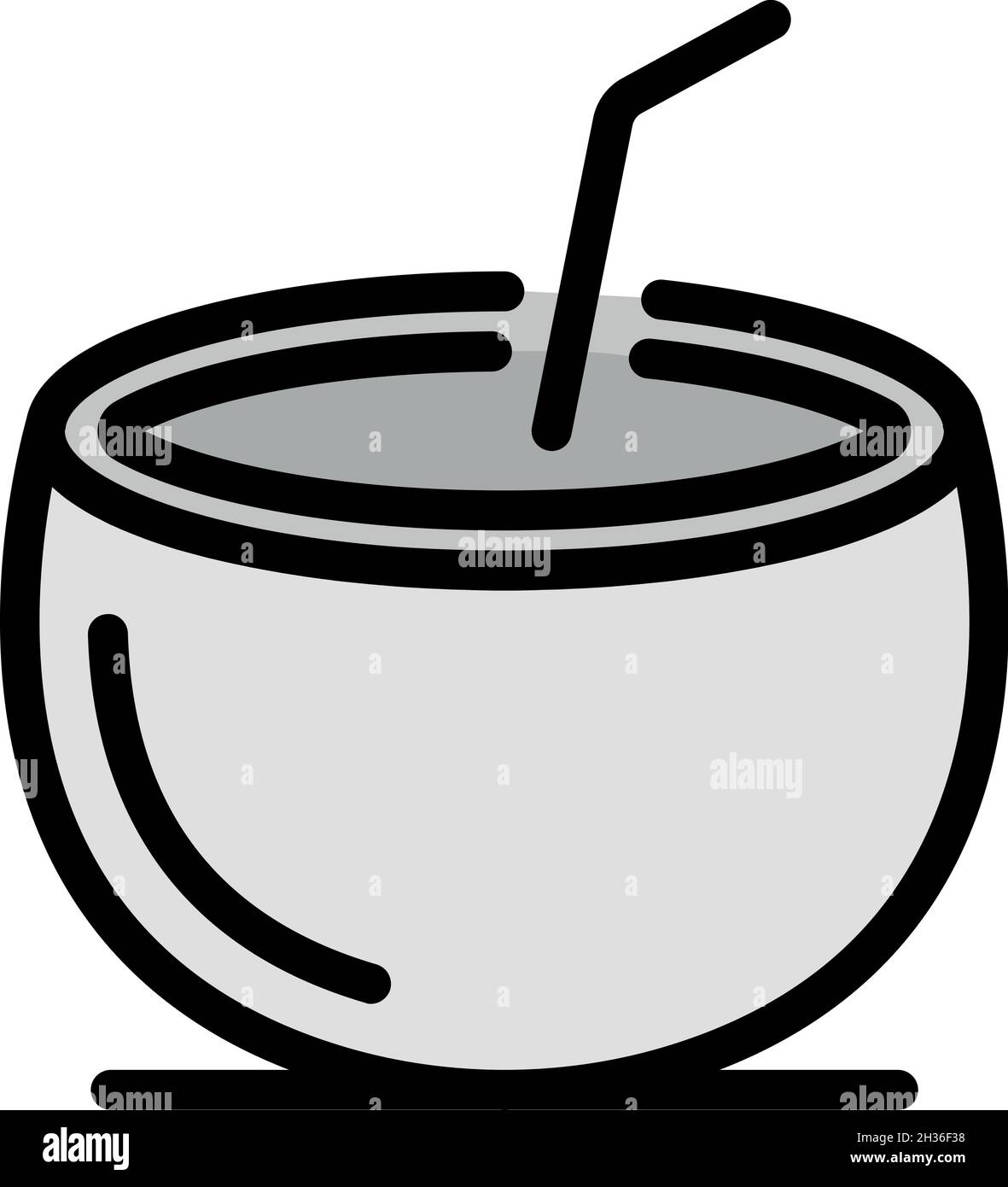 Coconut cocktail icon. Outline coconut cocktail vector icon color flat ...