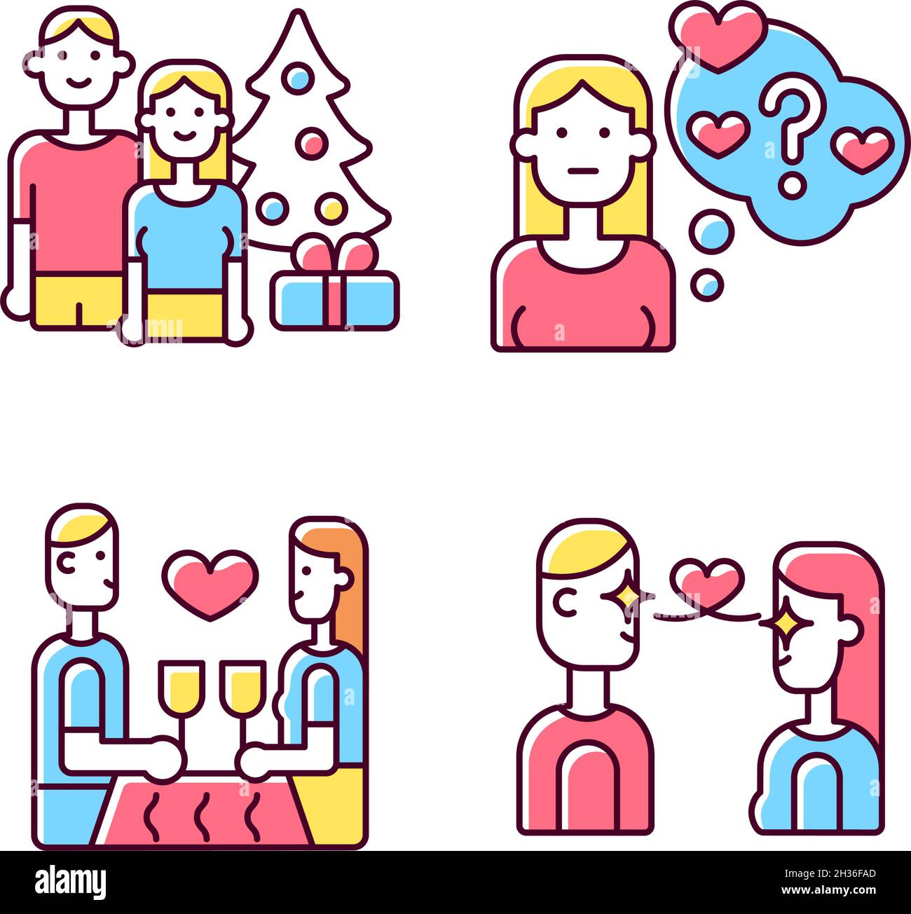Couple in love RGB color icons set Stock Vector Image & Art - Alamy