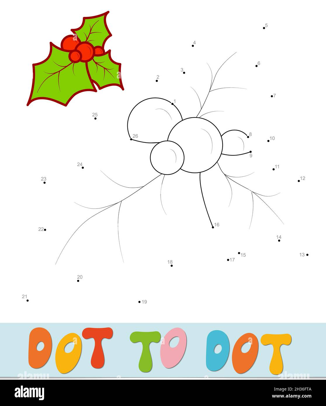 Dot to dot Christmas puzzle. Connect dots game. Holly illustration ...