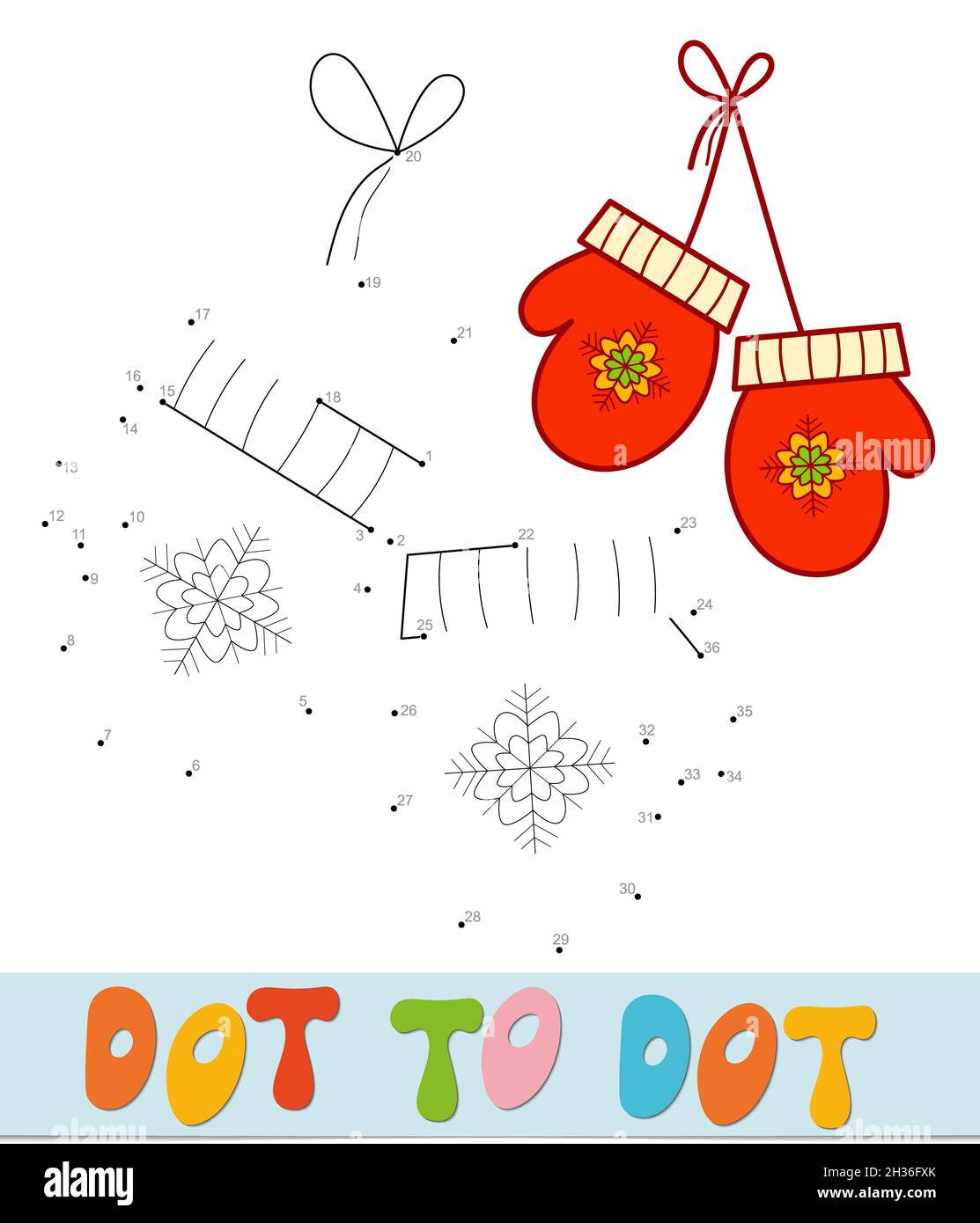 Dot to dot Christmas puzzle. Connect dots game. Mittens illustration ...