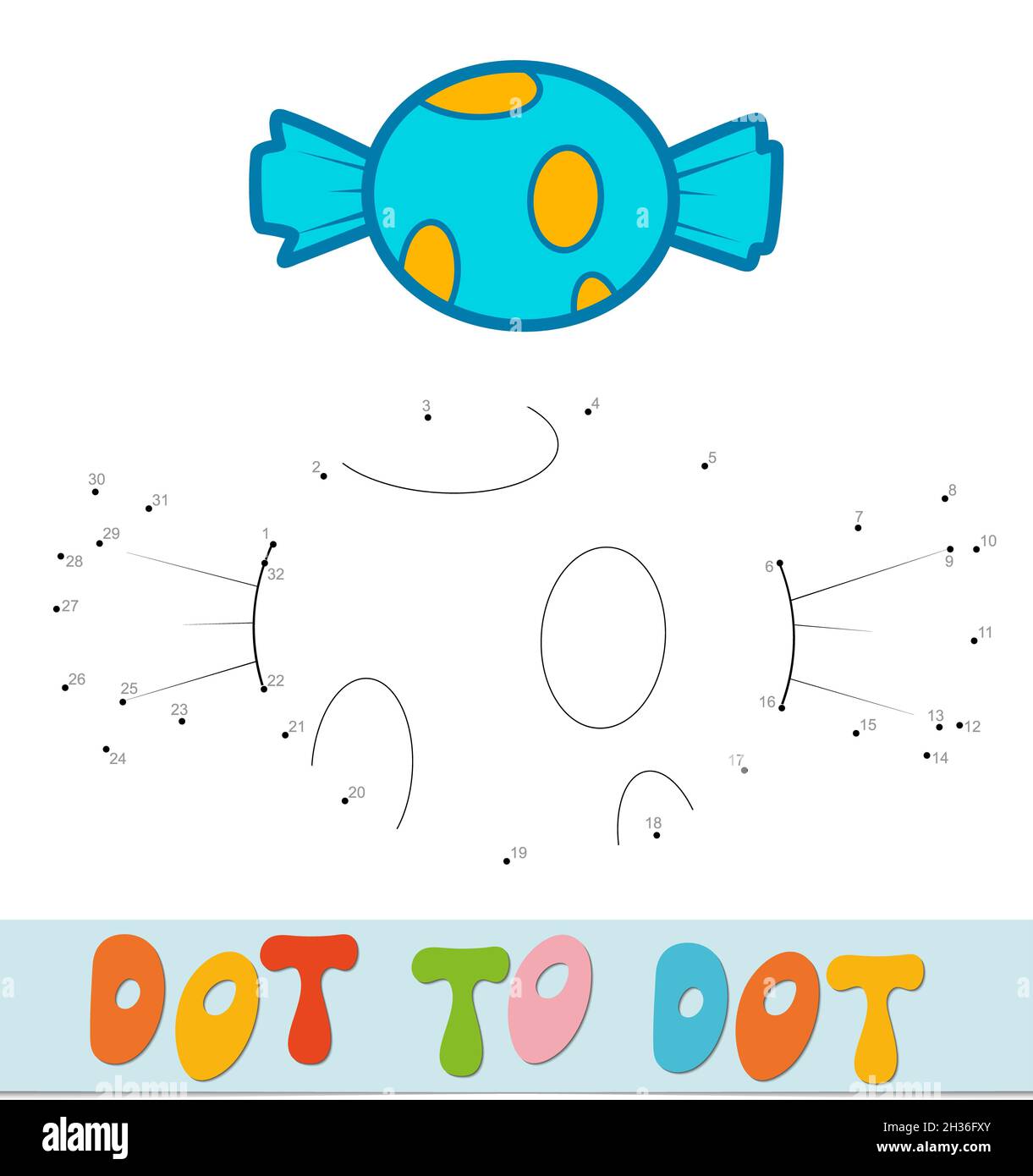 Dot to dot Christmas puzzle. Connect dots game. Candy illustration ...