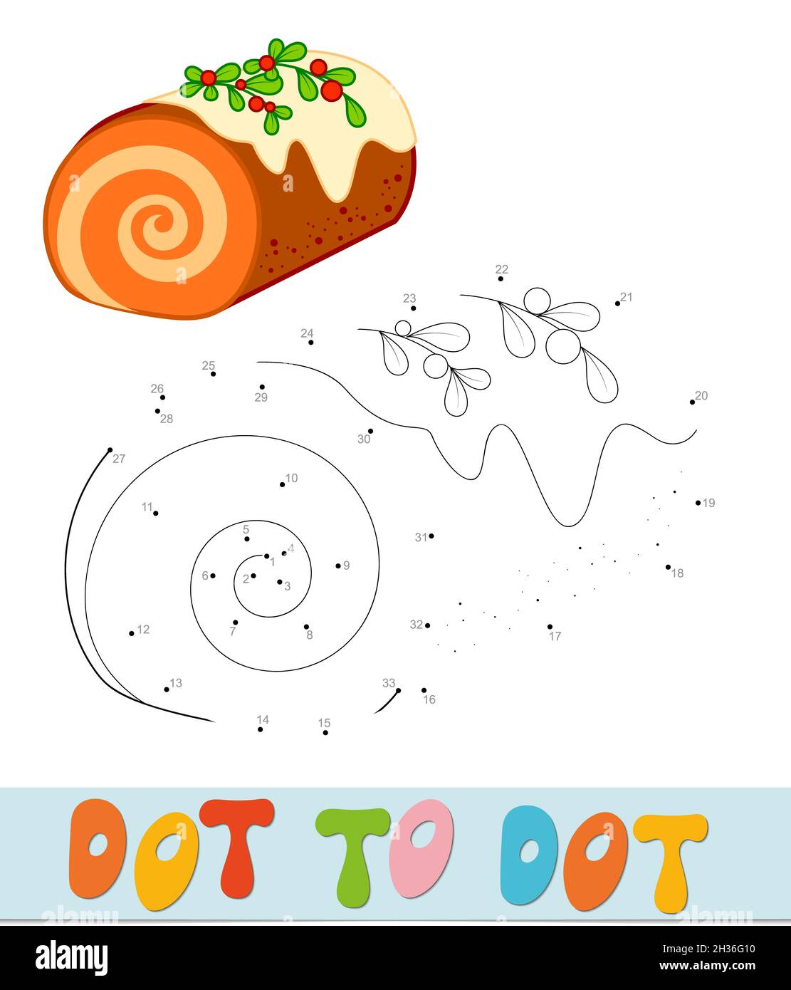 Dot to dot Christmas puzzle. Connect dots game. Dessert illustration ...