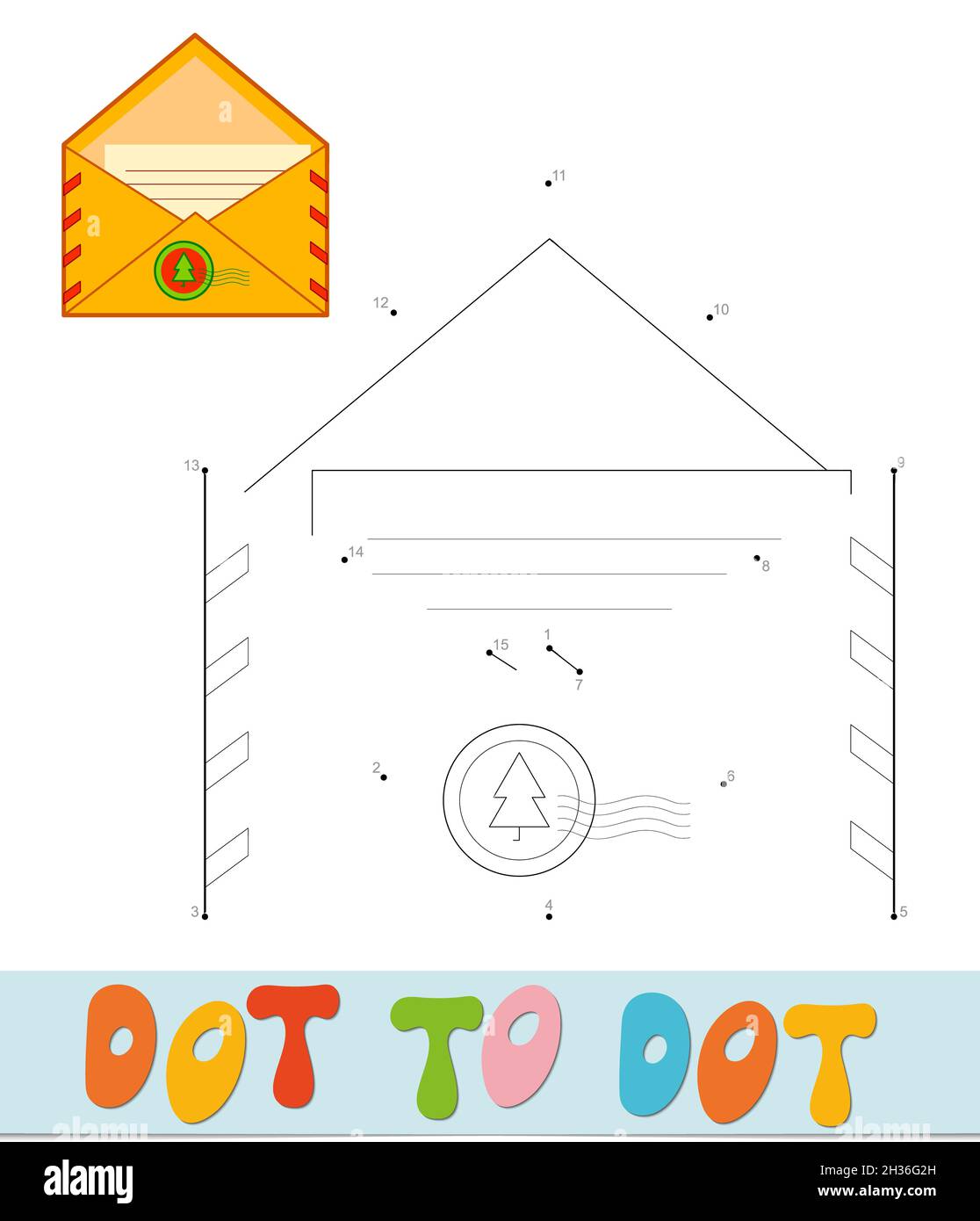 Dot to dot Christmas puzzle. Connect dots game. Envelope illustration ...