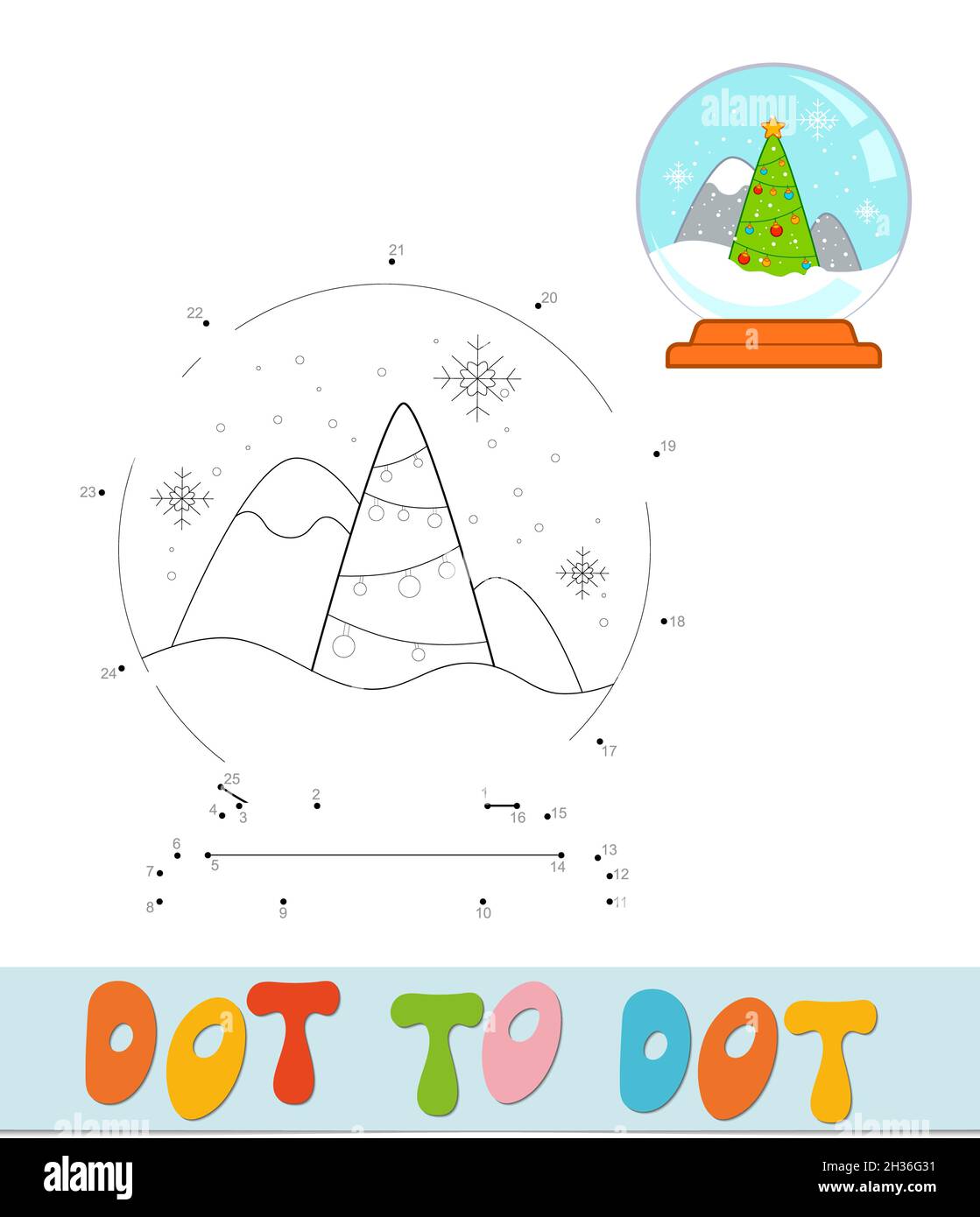 Dot to dot Christmas puzzle. Connect dots game. Christmas ball ...