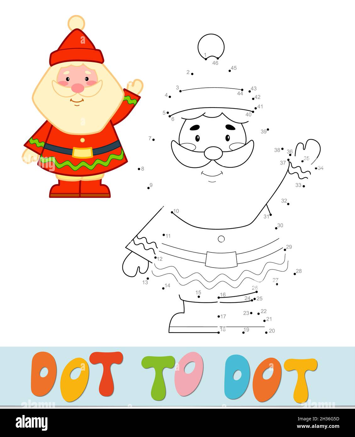 Dot to dot Christmas puzzle. Connect dots game. Santa claus ...