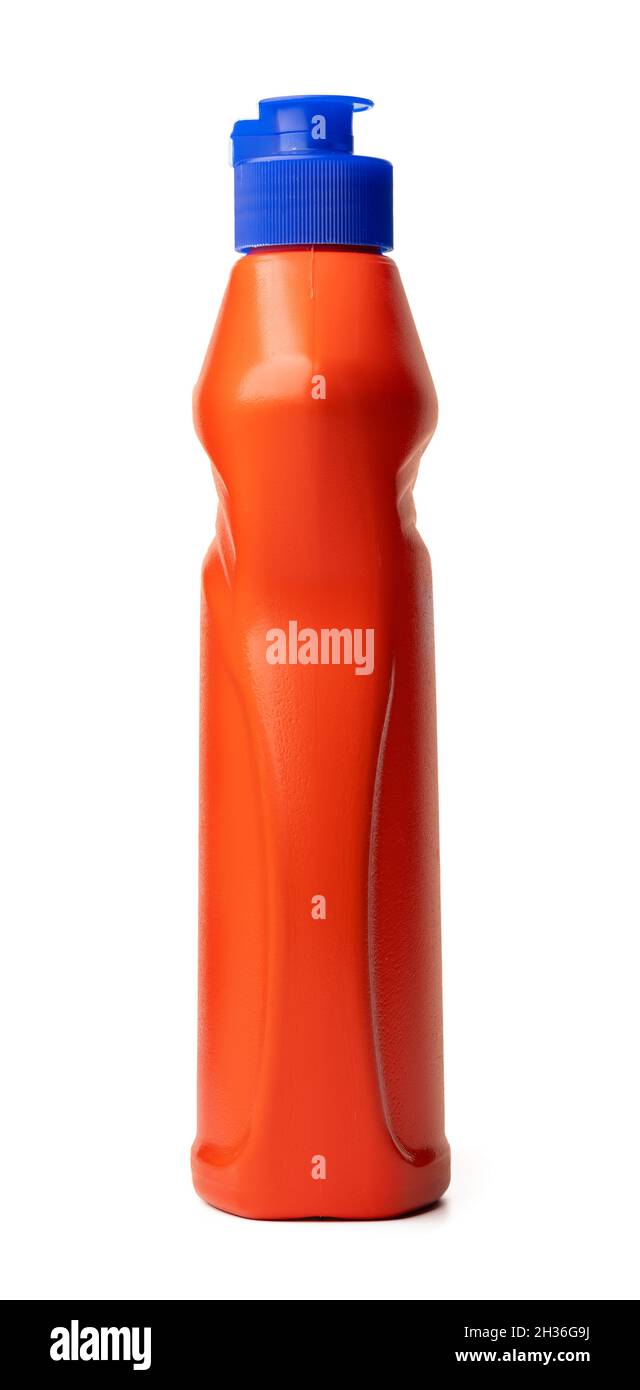 Orange plastic bottle of liquid detergent isolated on white Stock Photo ...