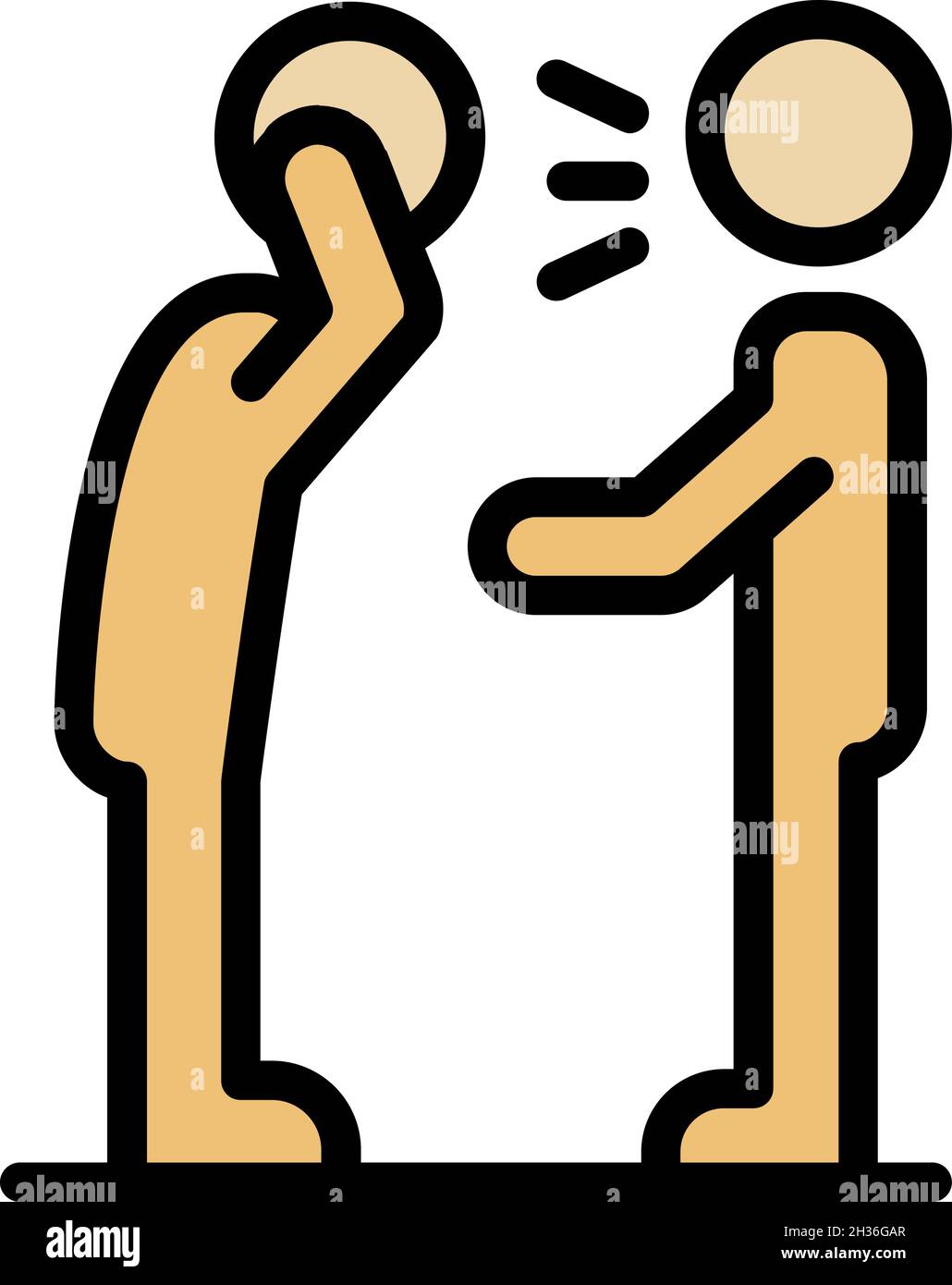 Two men cough icon. Outline two men cough vector icon color flat ...