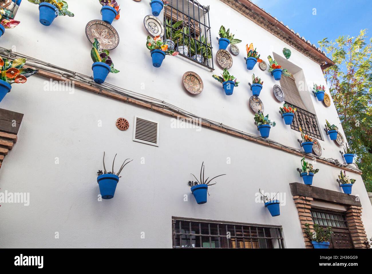 House decorated with blue flower pots in Granada, Spain Stock Photo - Alamy