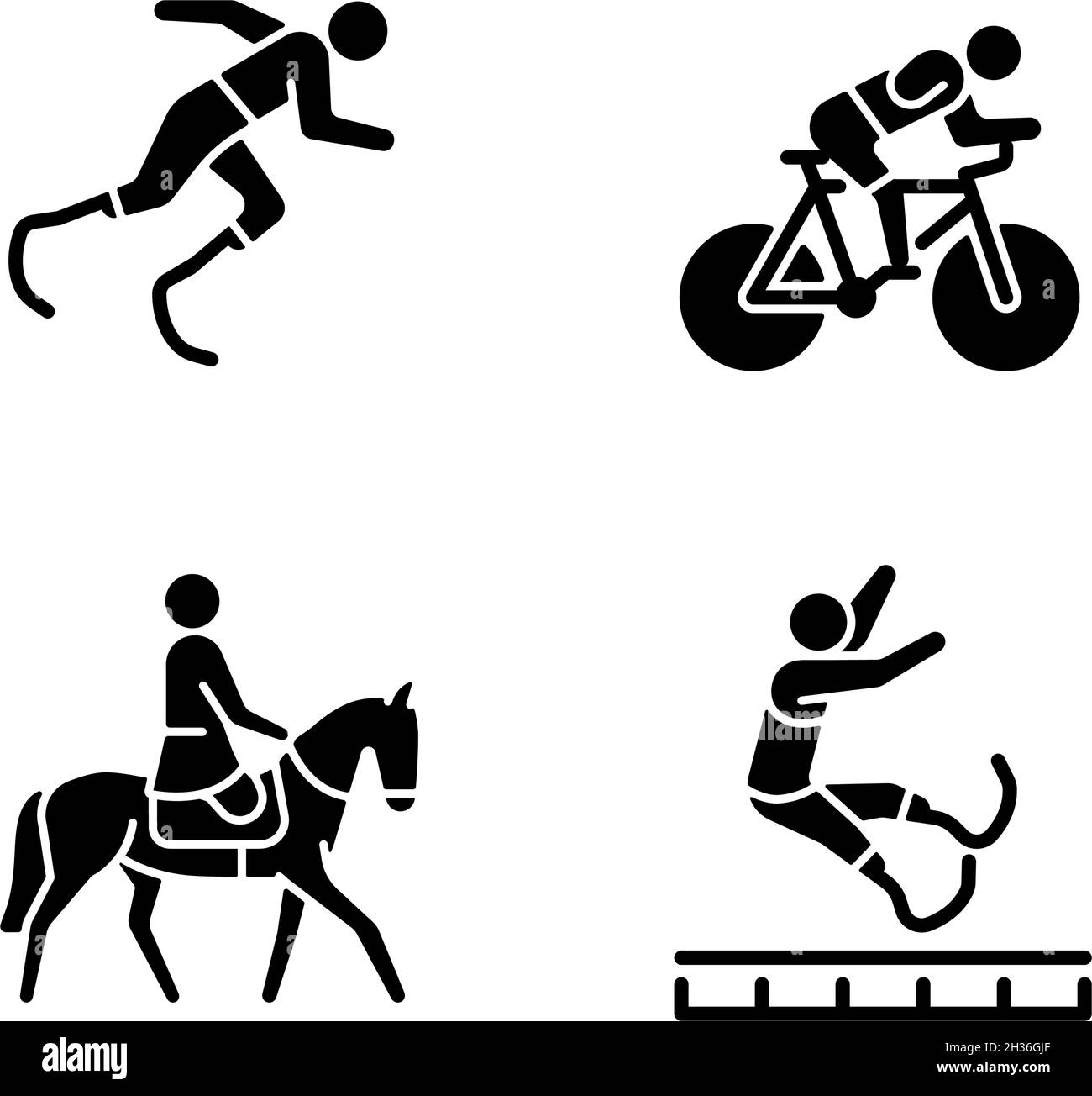 Adaptive sports black glyph icons set on white space Stock Vector Image ...