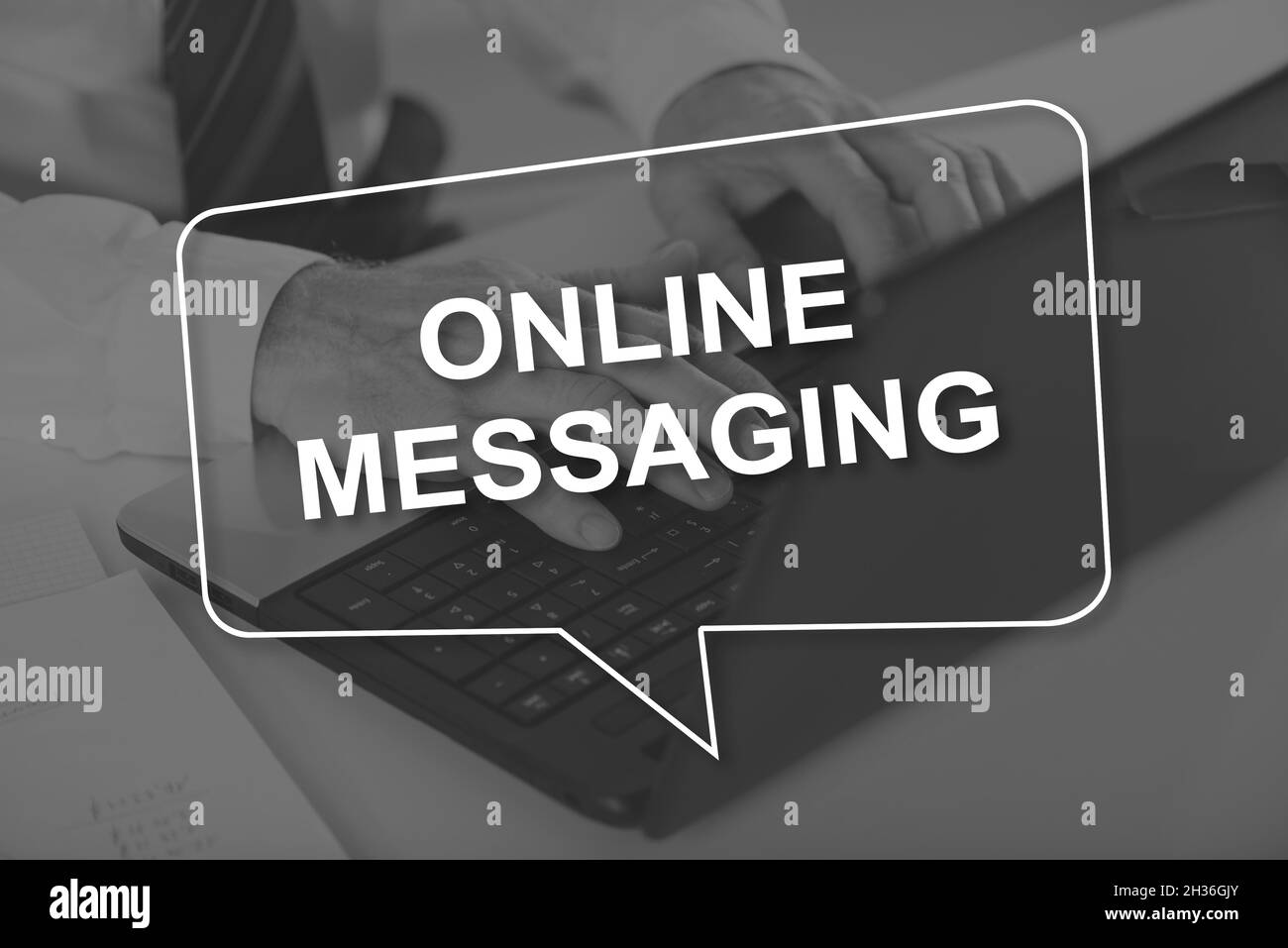Online messaging concept illustrated by a picture on background Stock ...