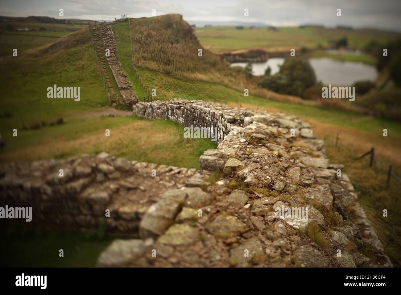 The ruins of the Roman Mile Castle 42 near Cawfield Quarry, Hadrian's ...