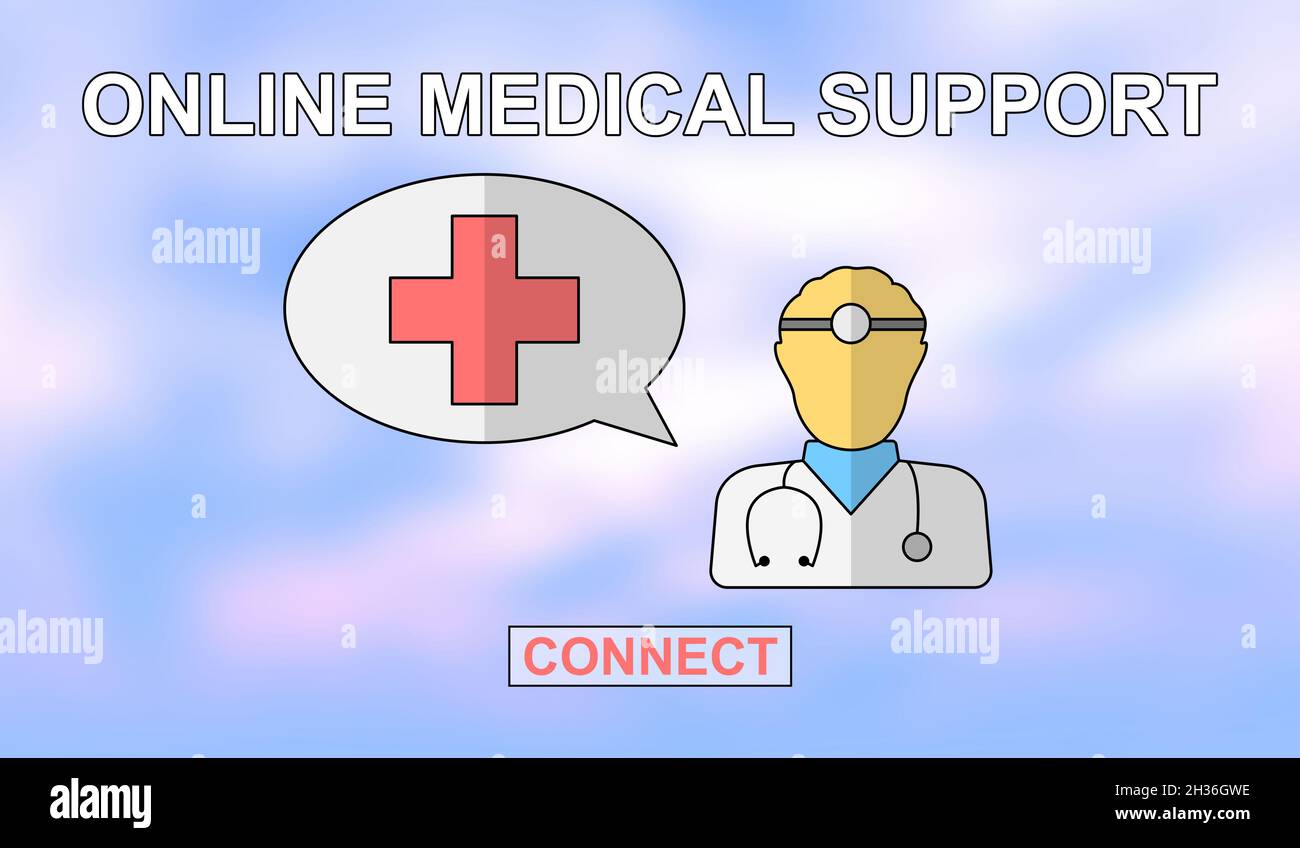 Illustration of an online medical support concept Stock Photo - Alamy