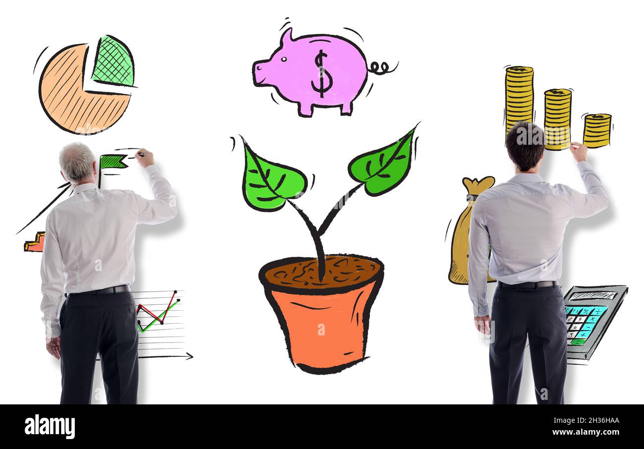 Finance concept on wall Cut Out Stock Images & Pictures - Alamy