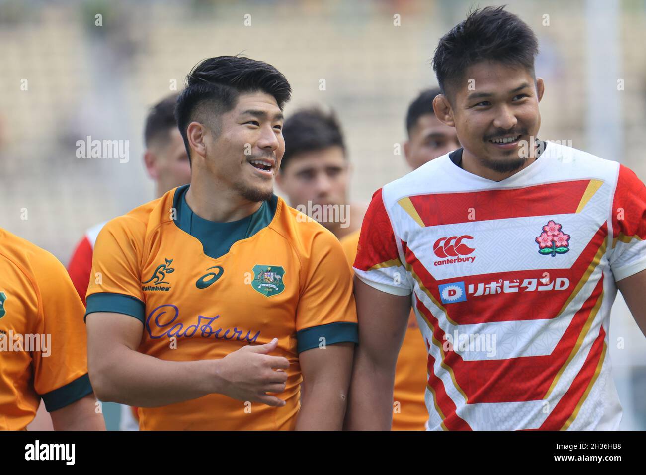 Oita, Japan. 23rd Oct, 2021. (L-R) Rikiya Matsuda (JPN), Kazuki Himeno (JPN) Rugby : Lipovitan D ...