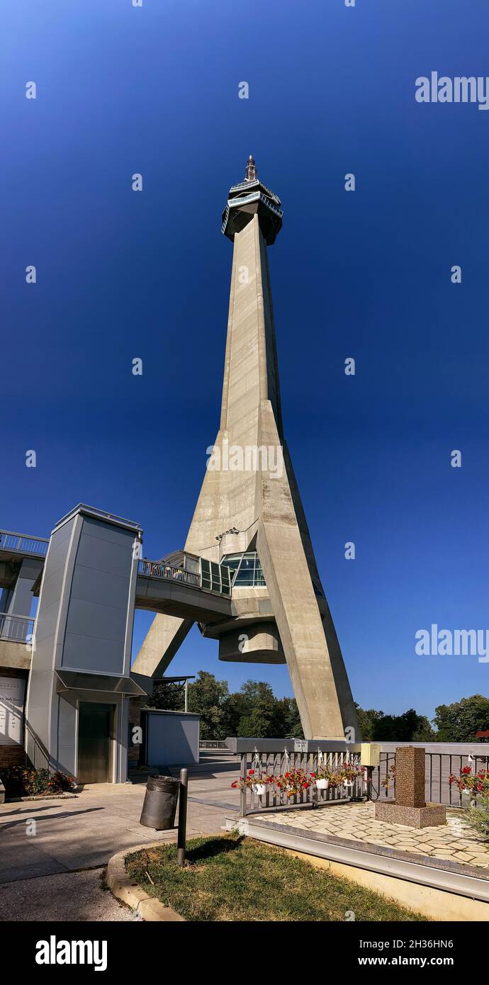 Avala tower in Belgrade background blue sky Stock Photo - Alamy