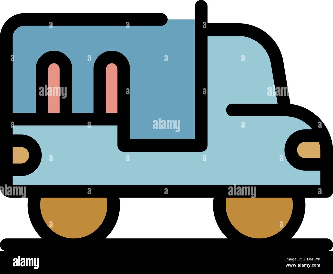 Safari car icon. Outline safari car vector icon color flat isolated ...