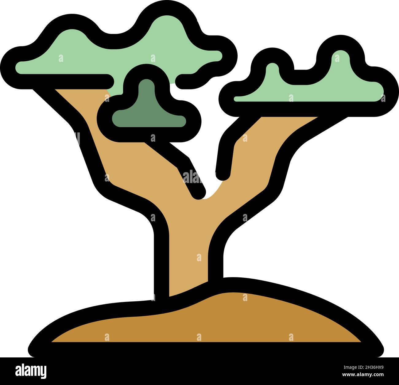 Safari tree icon. Outline safari tree vector icon color flat isolated ...