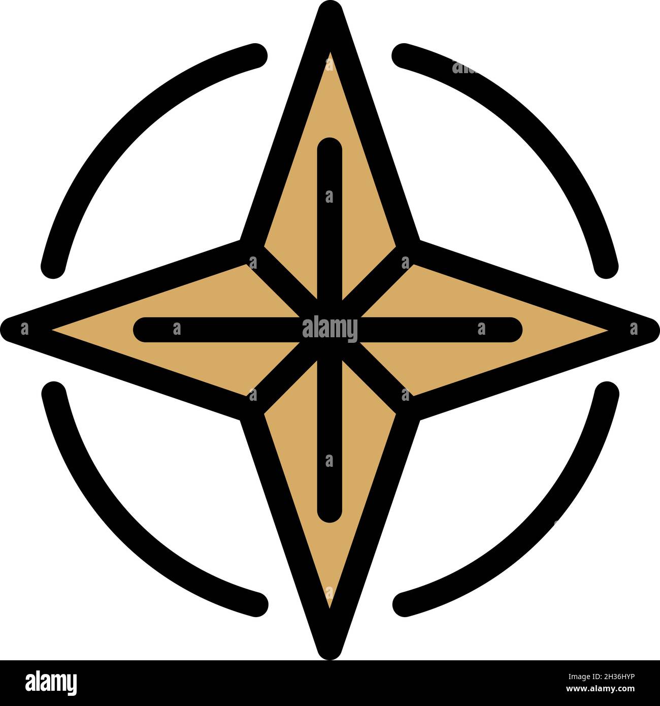 Magnetic compass icon. Outline magnetic compass vector icon color flat ...