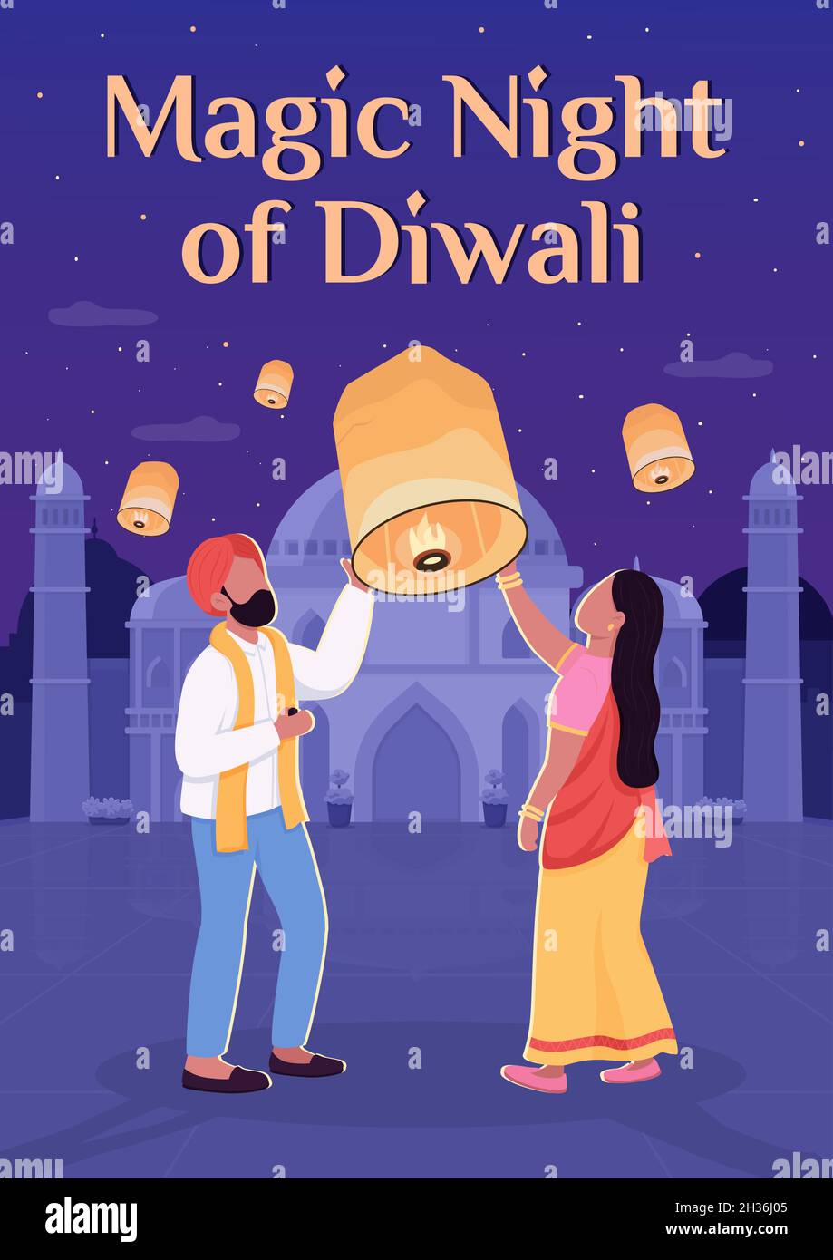Deepavali celebration poster flat vector template Stock Vector Image ...