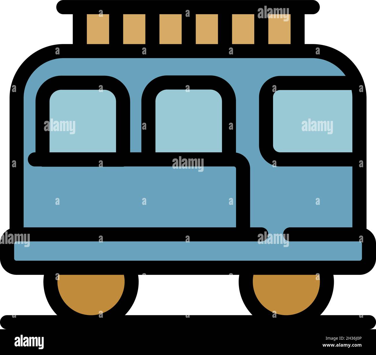 Safari bus icon. Outline safari bus vector icon color flat isolated ...