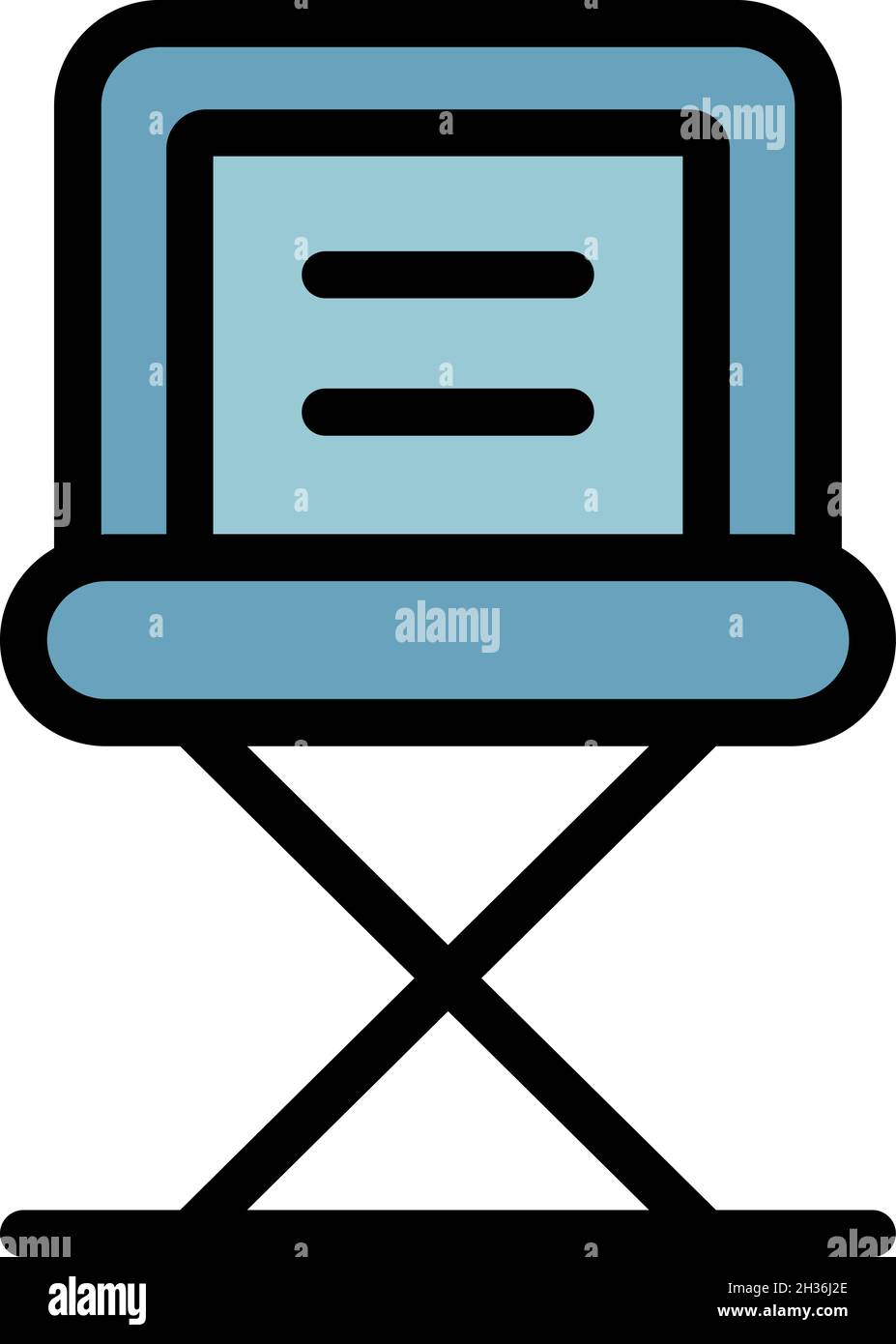 Folding chair icon. Outline folding chair vector icon color flat ...