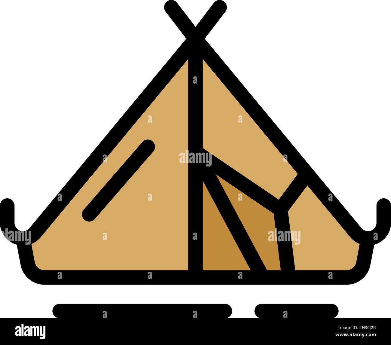 Tourist tent icon. Outline tourist tent vector icon color flat isolated ...