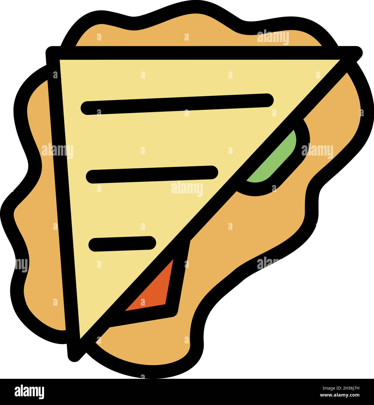 Bacon sandwich icon. Outline bacon sandwich vector icon color flat ...