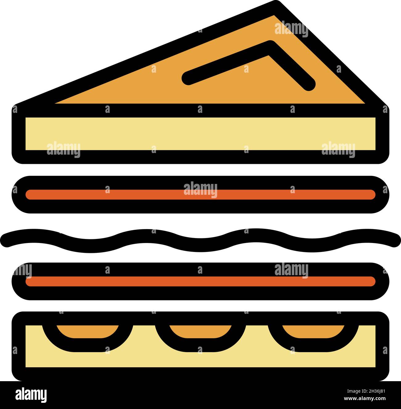 Double sandwich icon. Outline double sandwich vector icon color flat ...