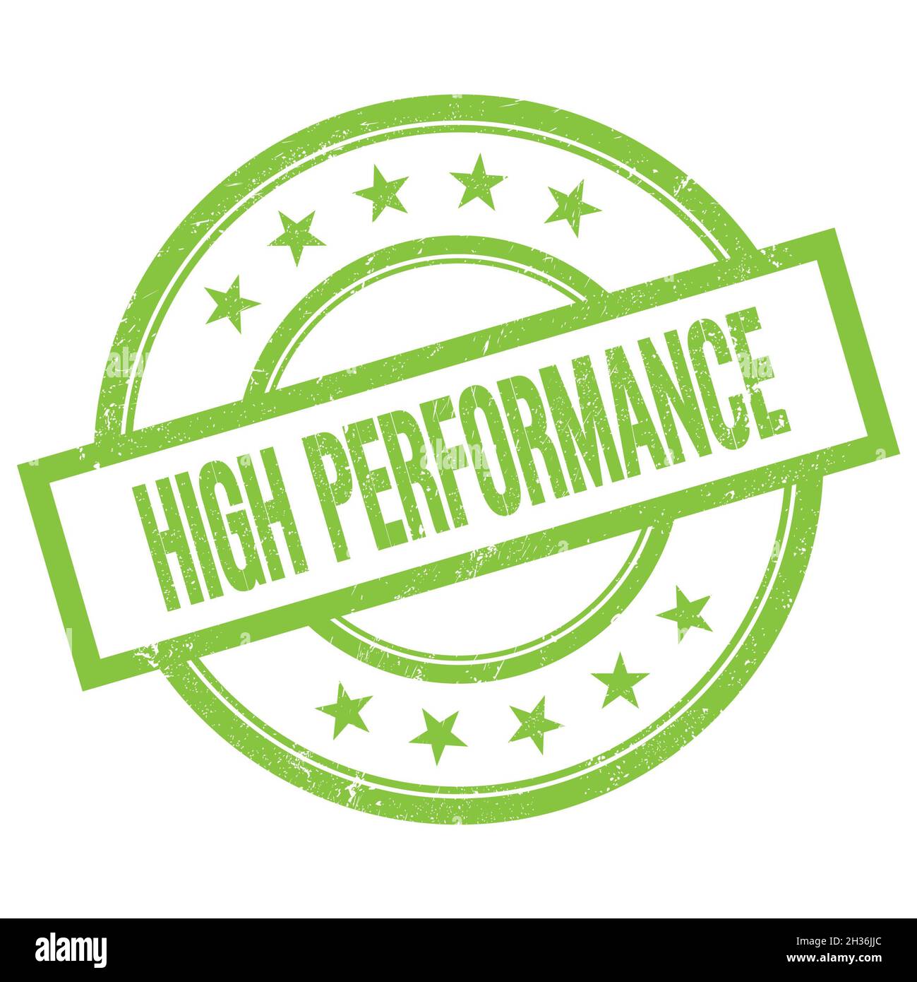 HIGH PERFORMANCE text written on green round vintage rubber stamp Stock ...