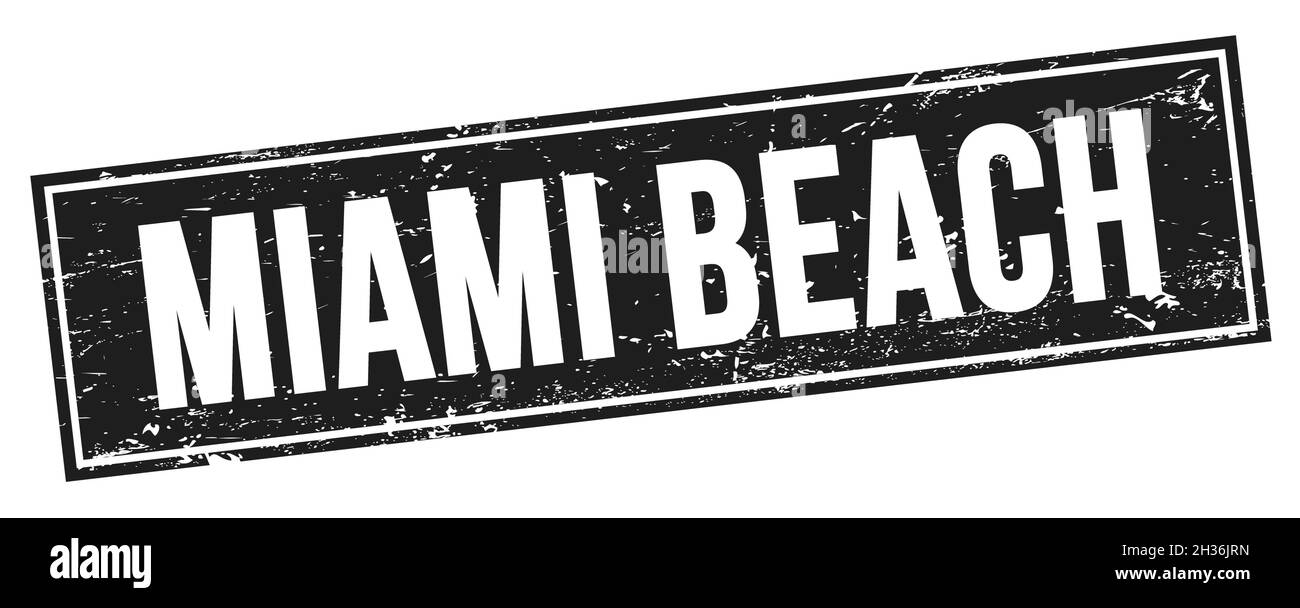 MIAMI BEACH text on black grungy rectangle stamp sign Stock Photo - Alamy