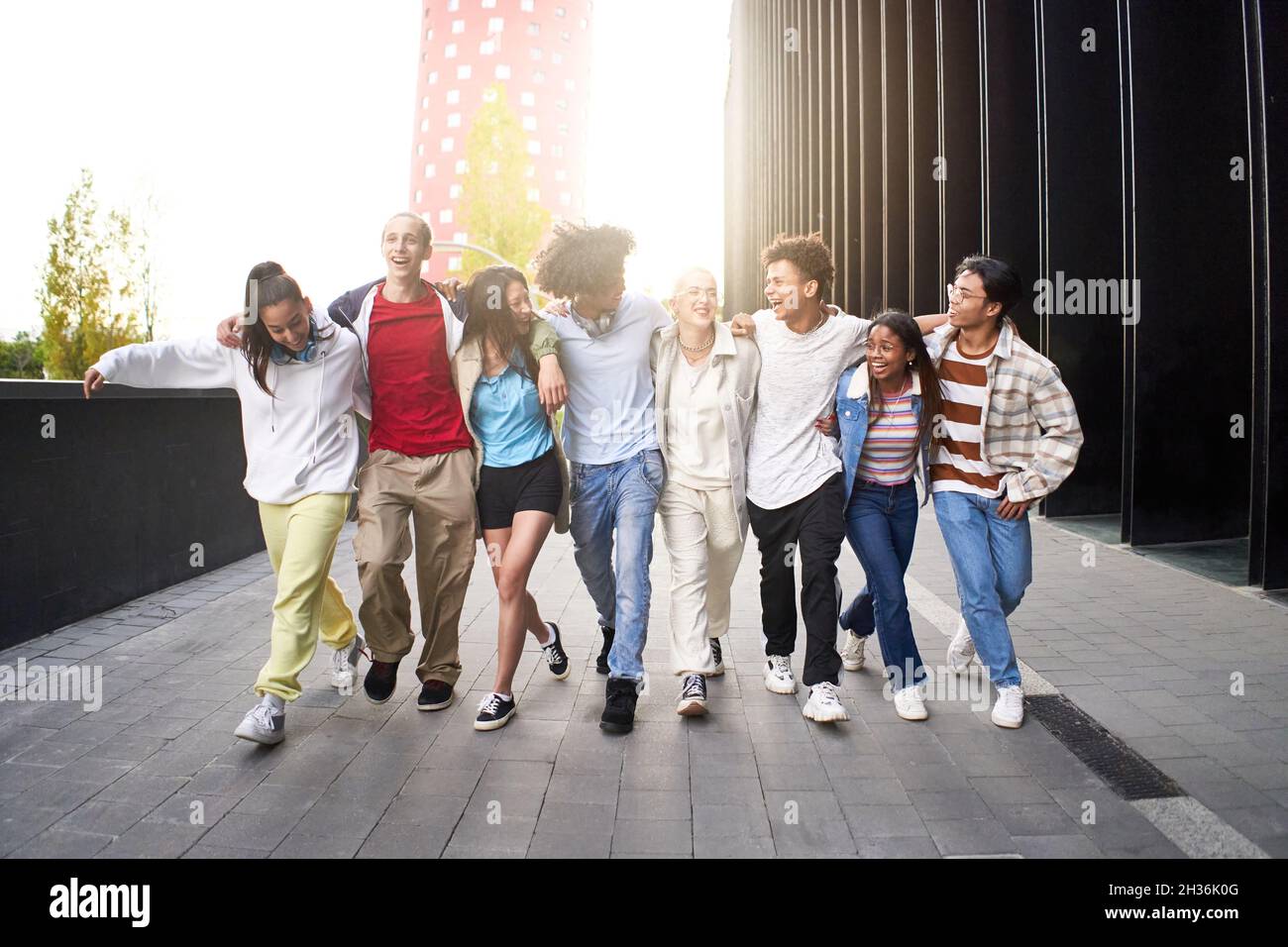 Group of young people having fun together. Happy students together at ...