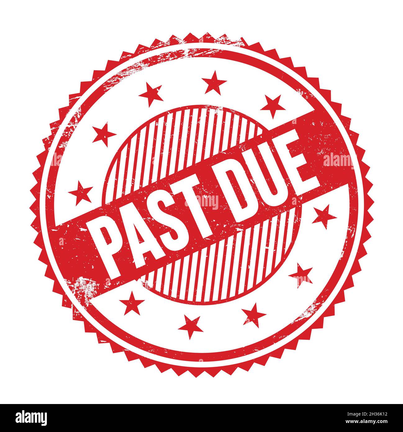PAST DUE text written on red grungy zig zag borders round stamp Stock ...