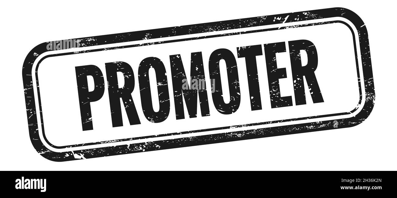 PROMOTER text on black grungy vintage rectangle stamp Stock Photo - Alamy