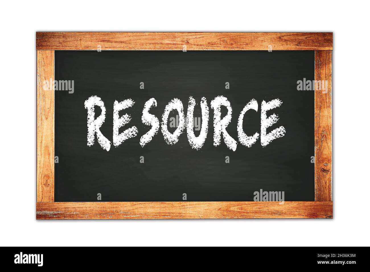 RESOURCE text written on black wooden frame school blackboard Stock ...
