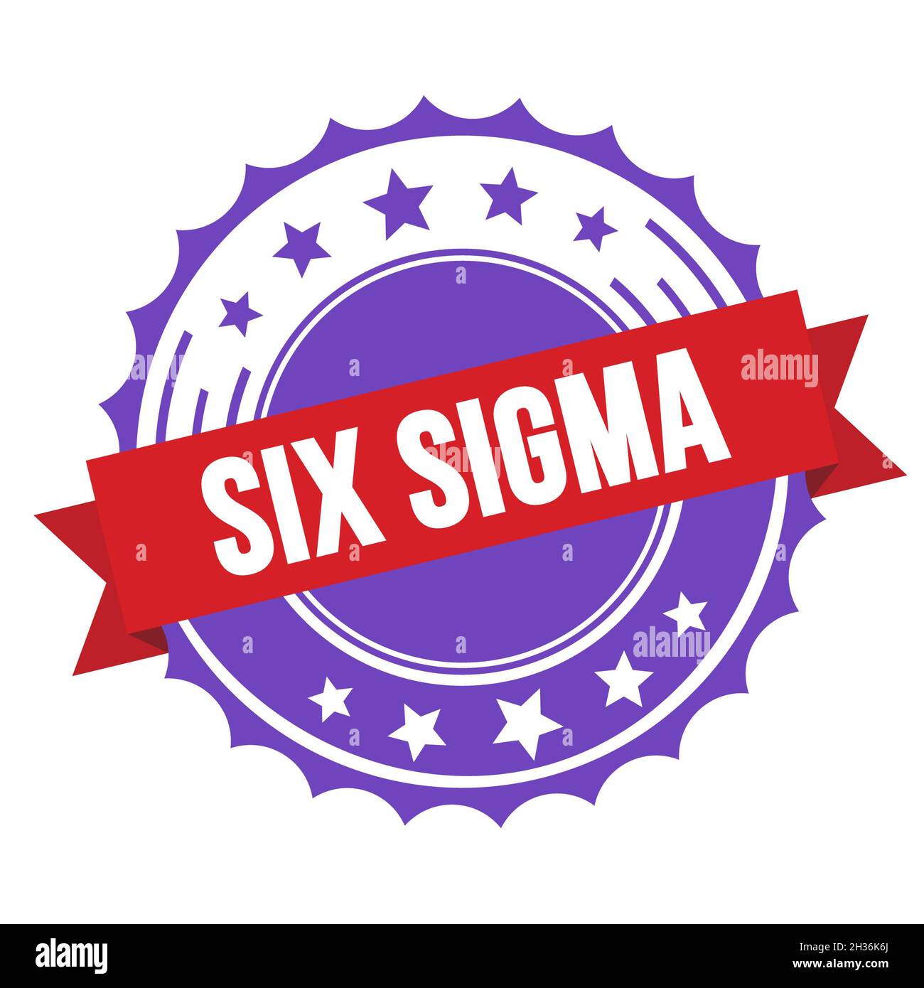 SIX SIGMA text on red violet ribbon badge stamp Stock Photo - Alamy