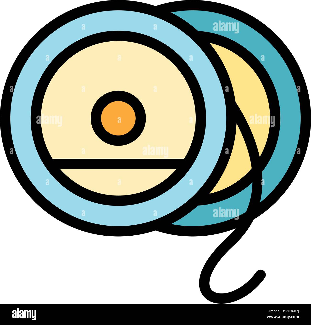 Fly reel spool icon. Outline fly reel spool vector icon color flat ...