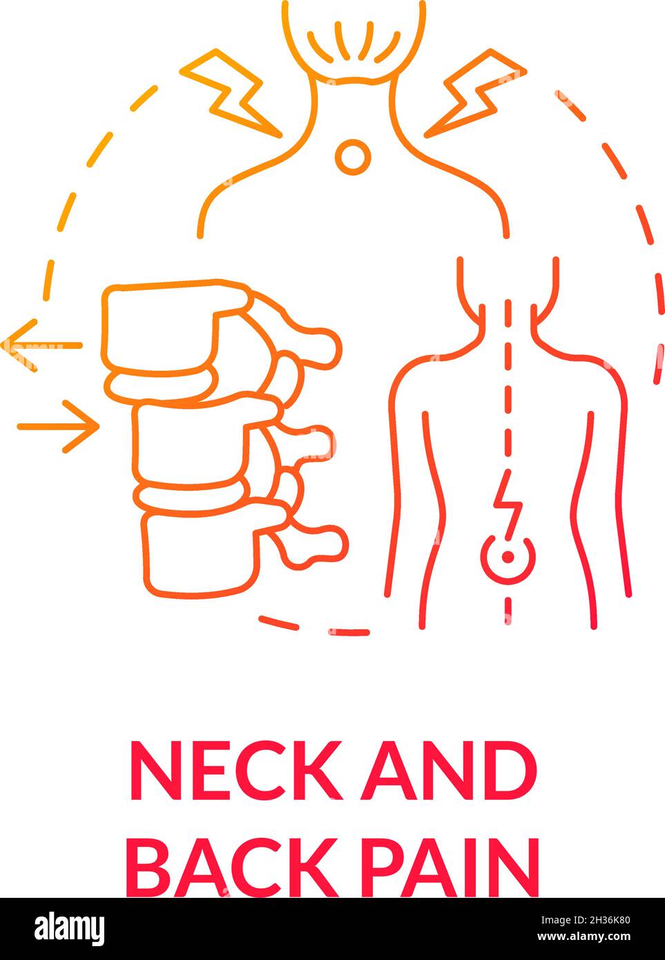 Neck and back pain gradient red concept icon Stock Vector Image & Art - Alamy