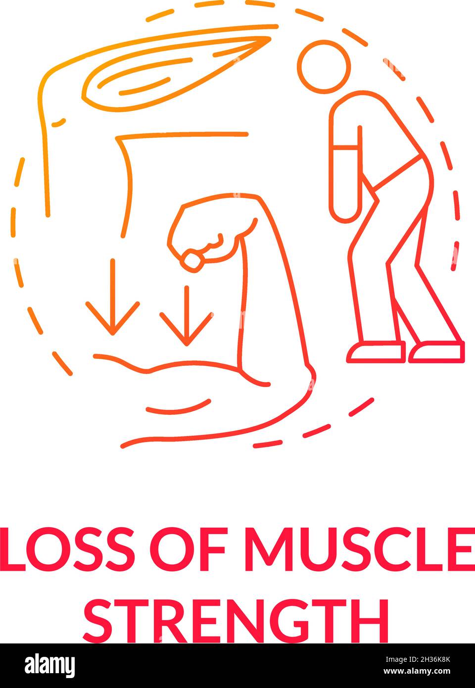 Loss of the muscle strenght gradient red concept icon Stock Vector ...