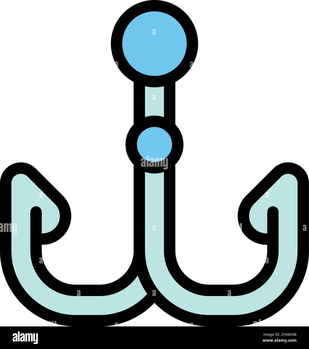 Double hook icon. Outline double hook vector icon color flat isolated ...