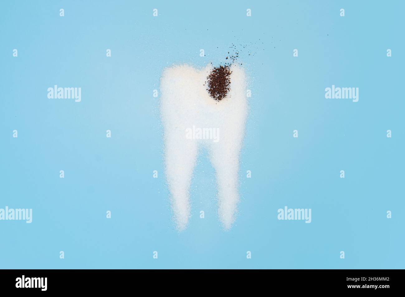 Sugar destroys tooth enamel and leads to tooth decay. Sugar are laid ...