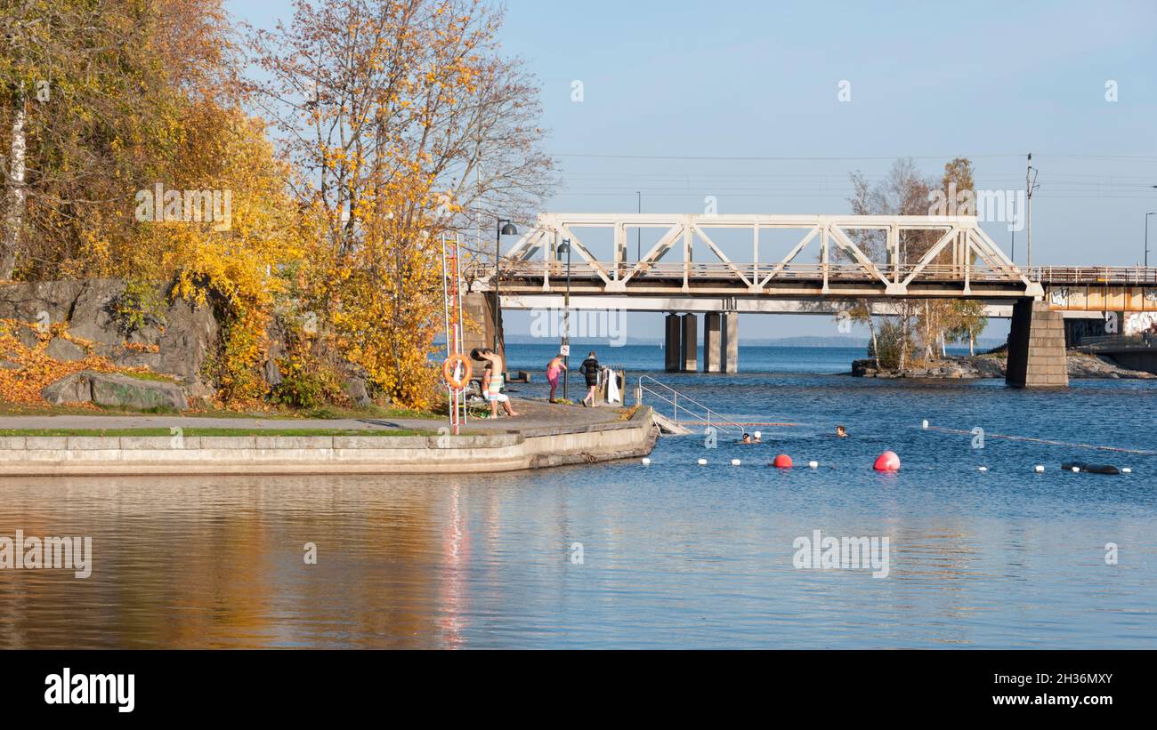 Swimming in the lake Tampere Finland Stock Photo - Alamy