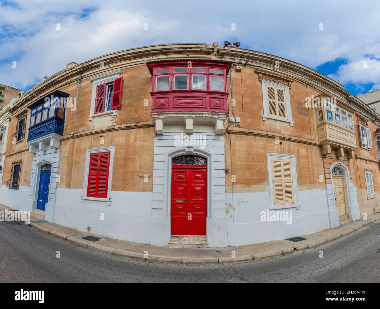 Typical Maltese balconies gallarija in Sliema, Malta Stock Photo - Alamy