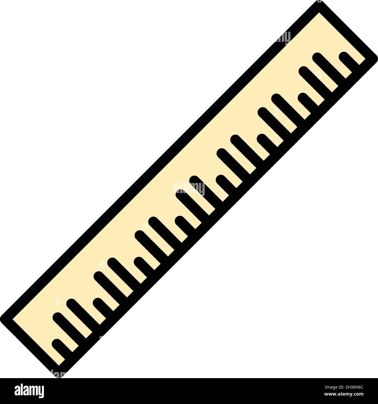 Desk ruler icon. Outline desk ruler vector icon color flat isolated ...