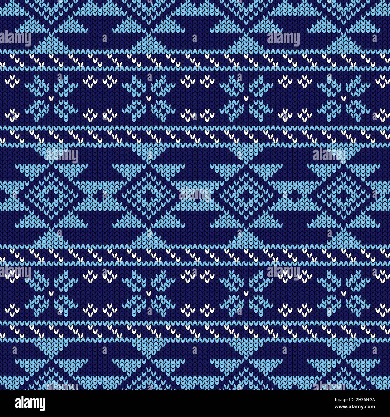 Seamless knitting pattern in blue and white colors, vector pattern as a ...