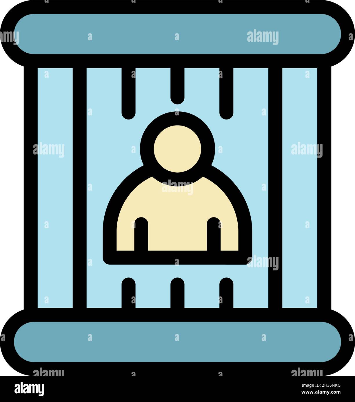 Man behind bars icon. Outline man behind bars vector icon color flat ...