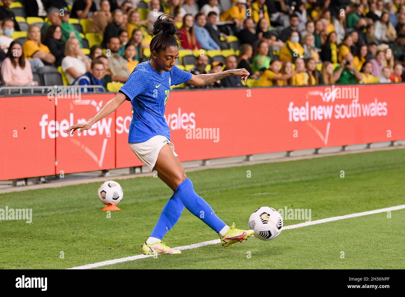 Sydney, Australia, 26 October, 2021. Kerolin of Brazil kicks the ball ...